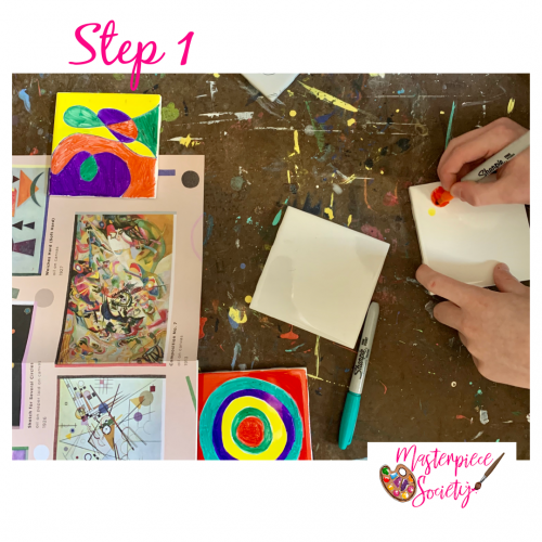 Kandinsky-Inspired Ink Tile Art for Kids - Masterpiece Society